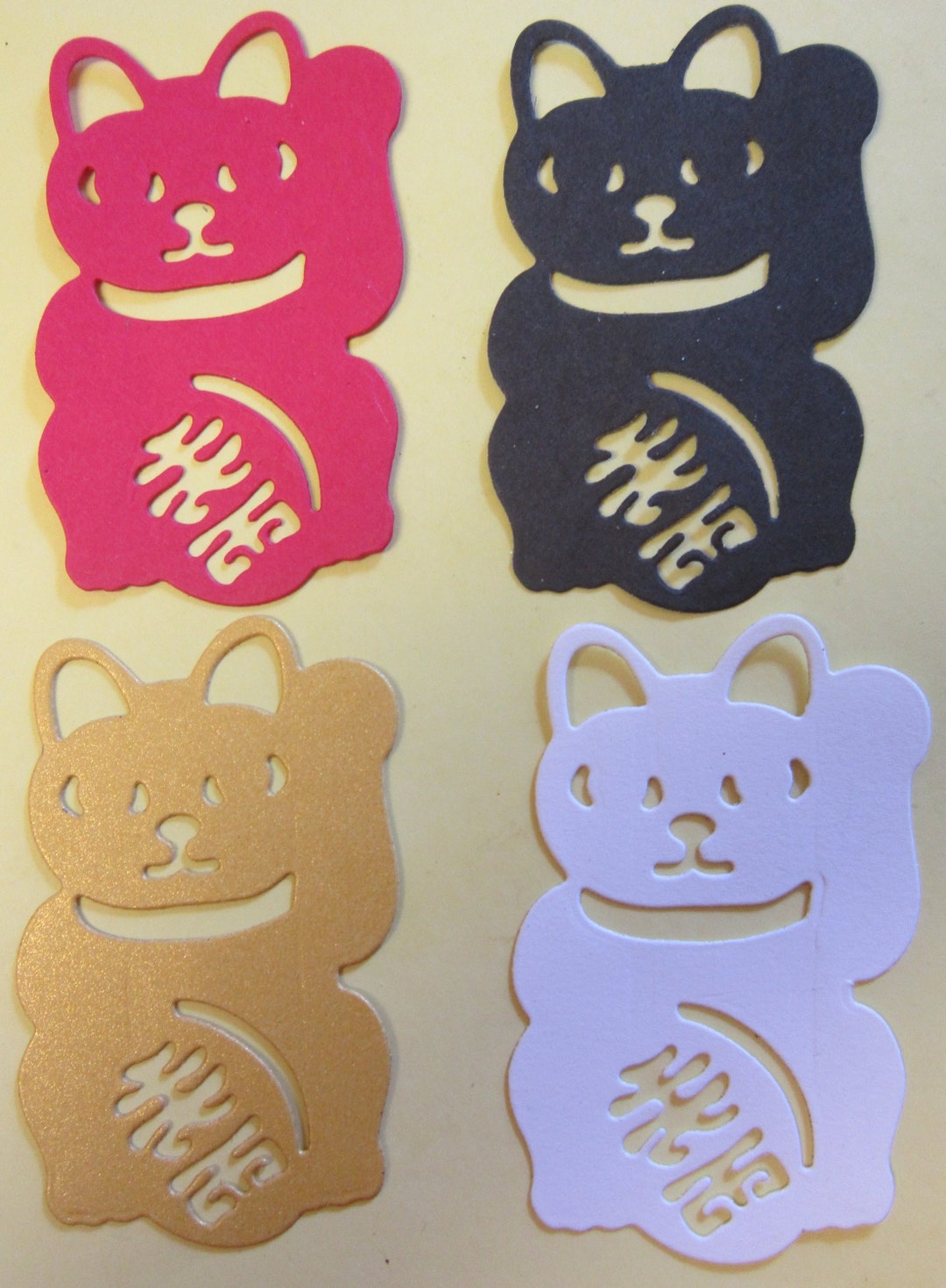 Japanese, Chinese Lucky Cat (maneki-neko) Paper Die Cut Embellishment 6 ...