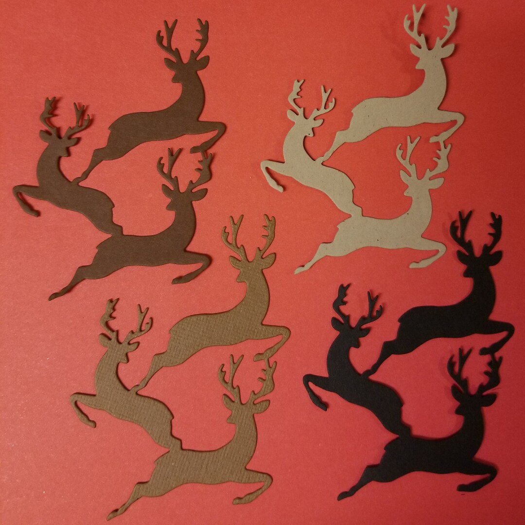 Reindeer Leaping, 3 1/2" Tall, 3 Deer per Piece, 5 Die Cut Christmas ...