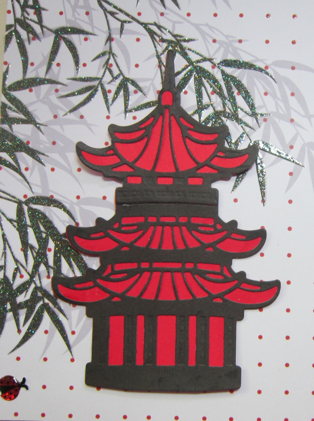 Pagoda/shrine, Unique Japanese/chinese Paper Die Cut, 5 3/8 Inches Tall ...