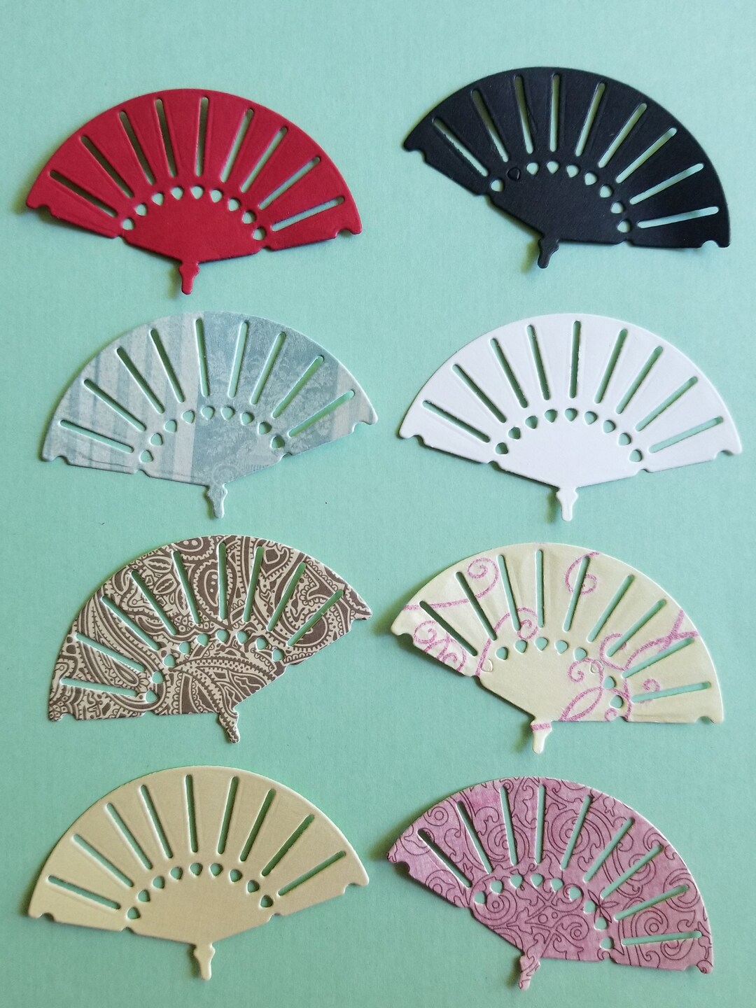 Small FANS, 8 Die Cut Paper Fans Made From Designer Shiny Paper Solid ...