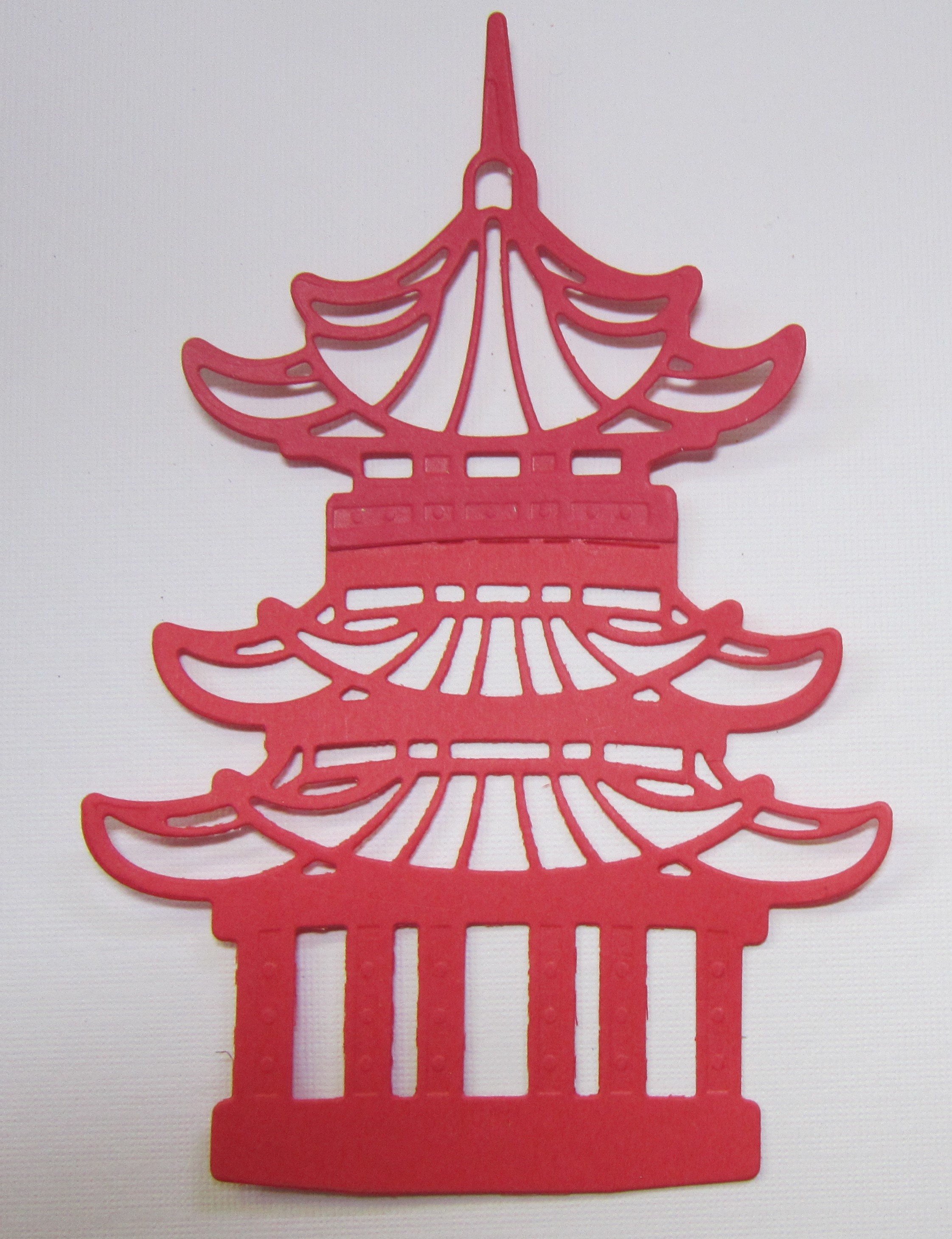 Pagoda/shrine, Unique Japanese/chinese Paper Die Cut, 5 3/8 Inches Tall ...