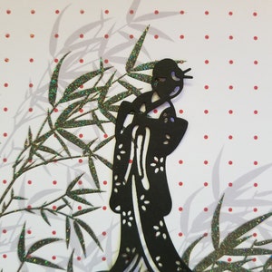Japanese, Chinese Geisha Girl in a Flower Kimono, 4 " Tall, 5 Die Cut ...