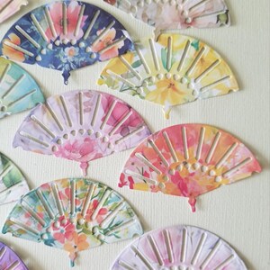Watercolor Floral Designer Paper Fans, Die Cut 12 Fans, 2 1/2", Barbie ...