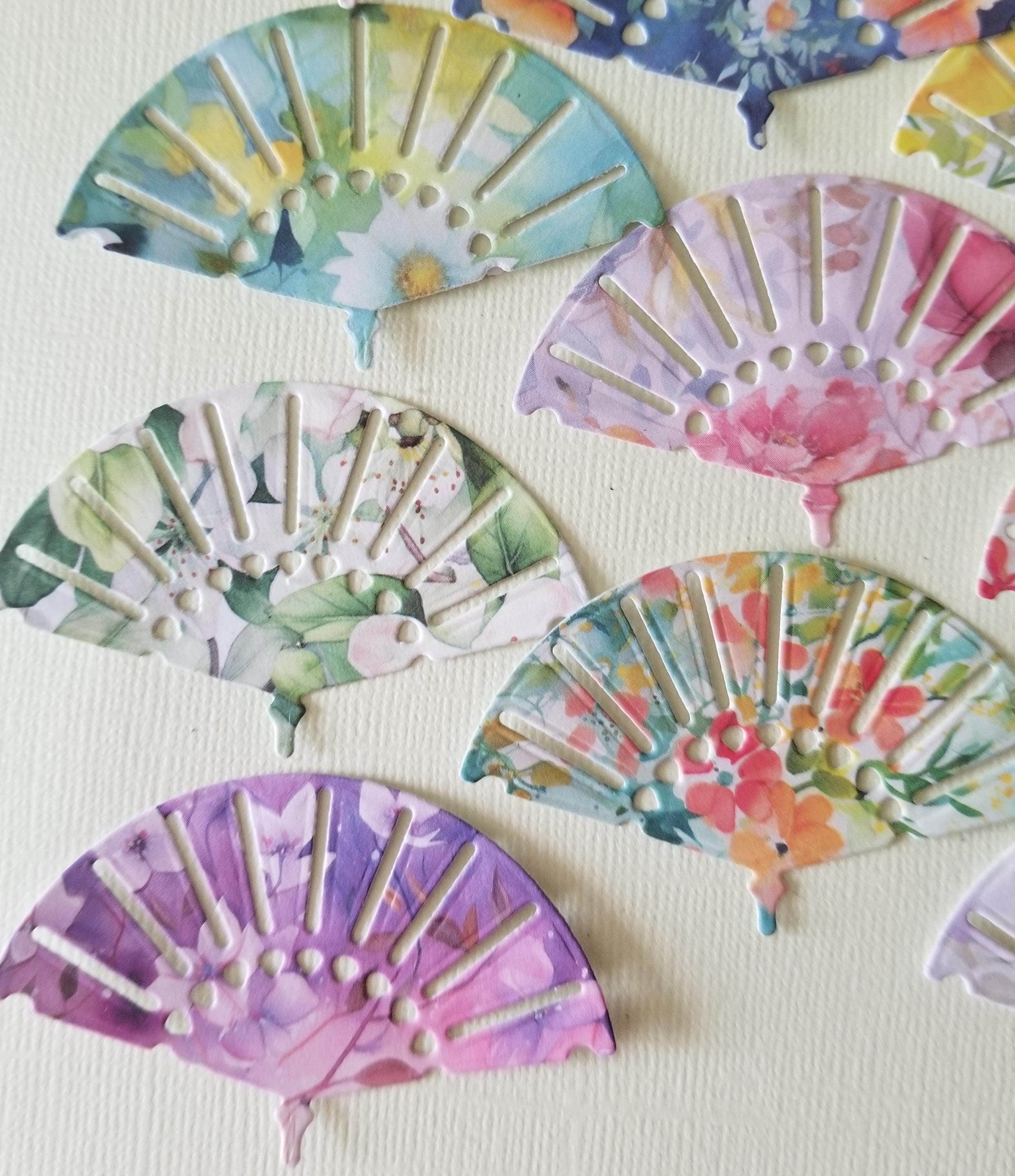 Watercolor Floral Designer Paper Fans, Die Cut 12 Fans, 2 1/2", Barbie ...