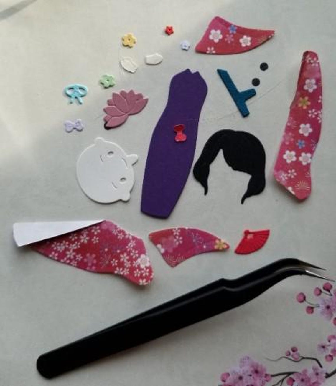 Japanese, Chinese Paper Dolls, 4 Die Cut Geisha Girls, Yuzen, Origami ...