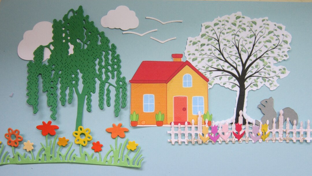 Weeping Willow Tree, 4 Die Cut Paper Pieces, Chinese, Japanese, Wedding ...
