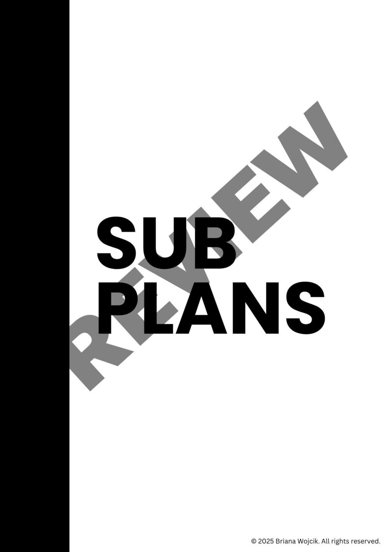 Editable Sub Plans for All Grade Levels - Etsy