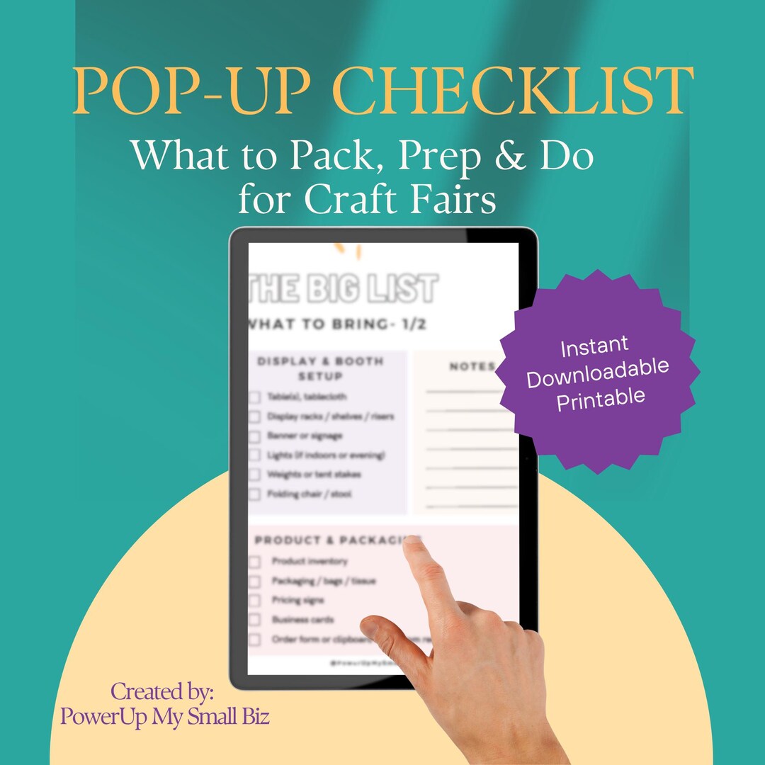 Craft Fair Checklist | Pop-up Checklist | What to Pack, Prep & Do for ...