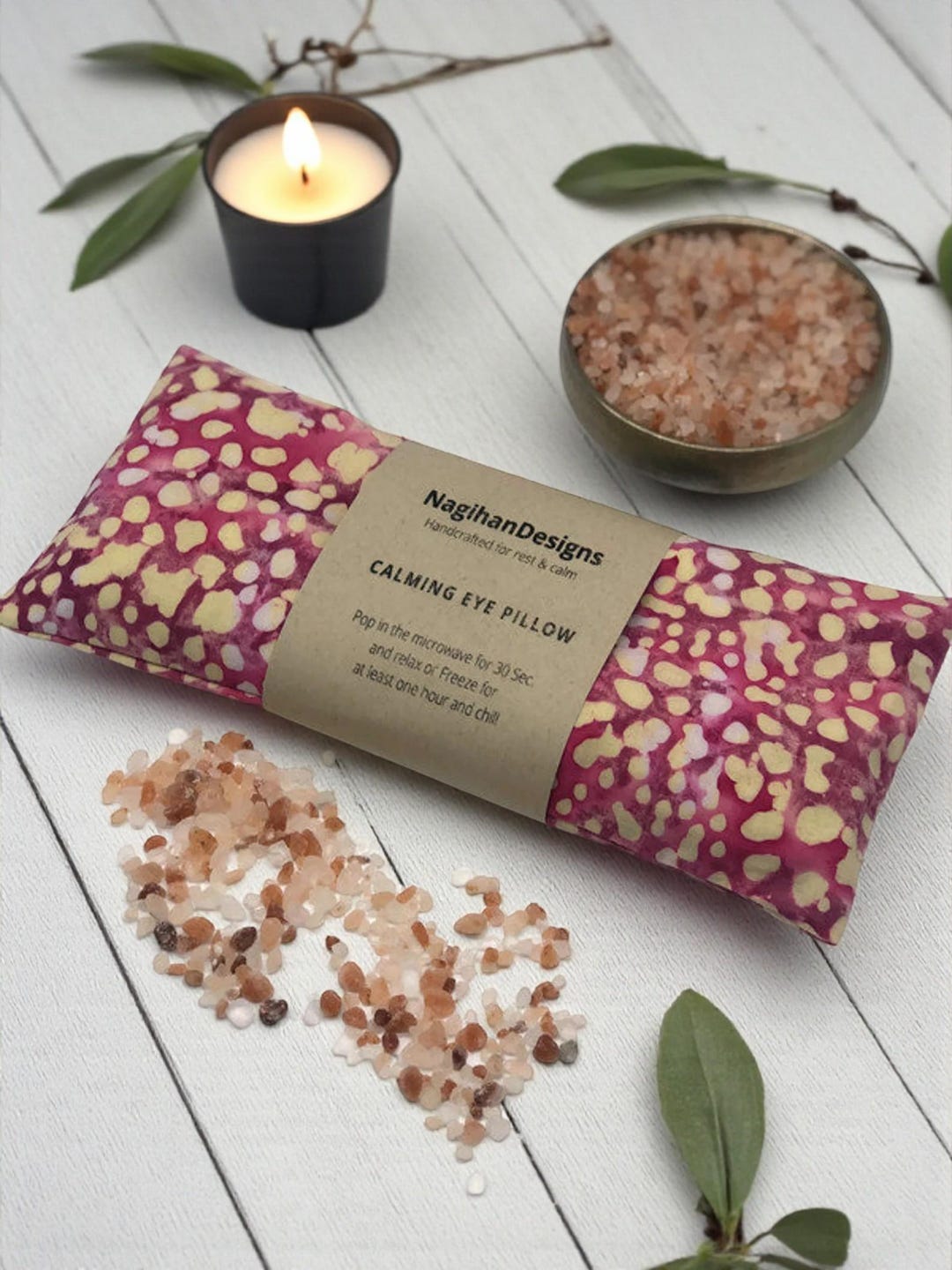 Lavender Himalayan Salt Eye Pillow: Washable Cotton Cover, Aromatherapy ...