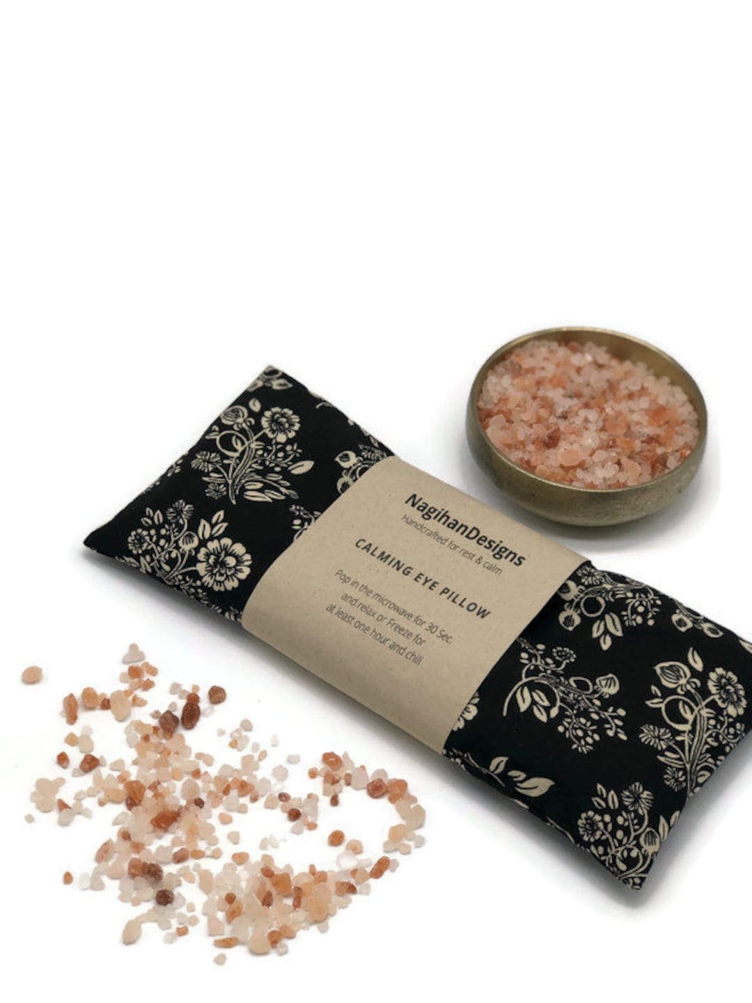 HIMALAYAN SALT Eye Pillow Black Color Fabric Heat Therapy Pain Relief ...
