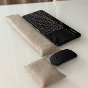 Natural Color 100 Percent European Linen Keyboard and Mouse Wrist Rest ...
