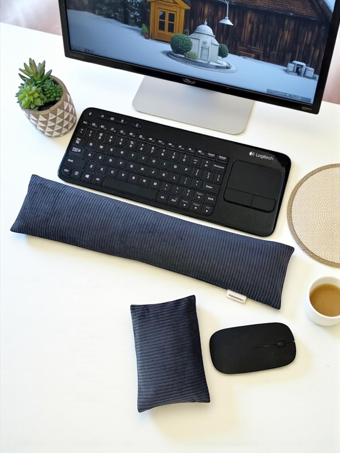 Corduroy Keyboard/mouse Wrist Rest: Flax Seed Filling, Washable Cover ...