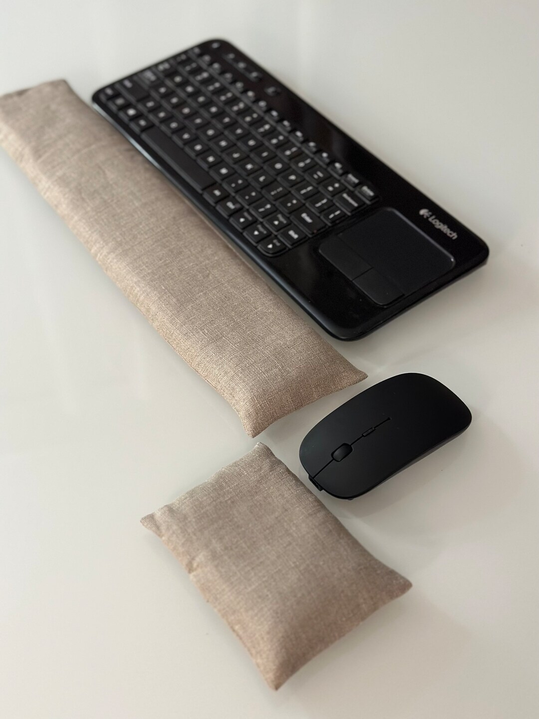 Natural Color 100 Percent European Linen Keyboard and Mouse Wrist Rest ...