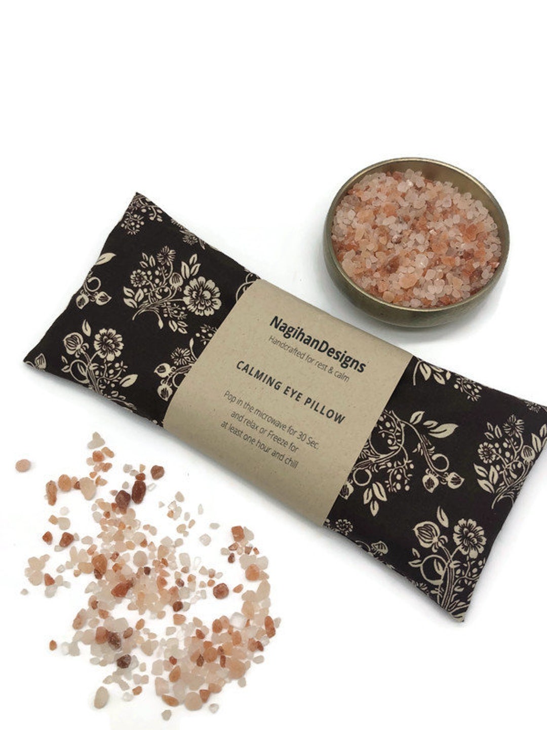 PINK HIMALAYAN SALT Brown Color Fabric Eye Pillow Aromatherapy Weighted ...