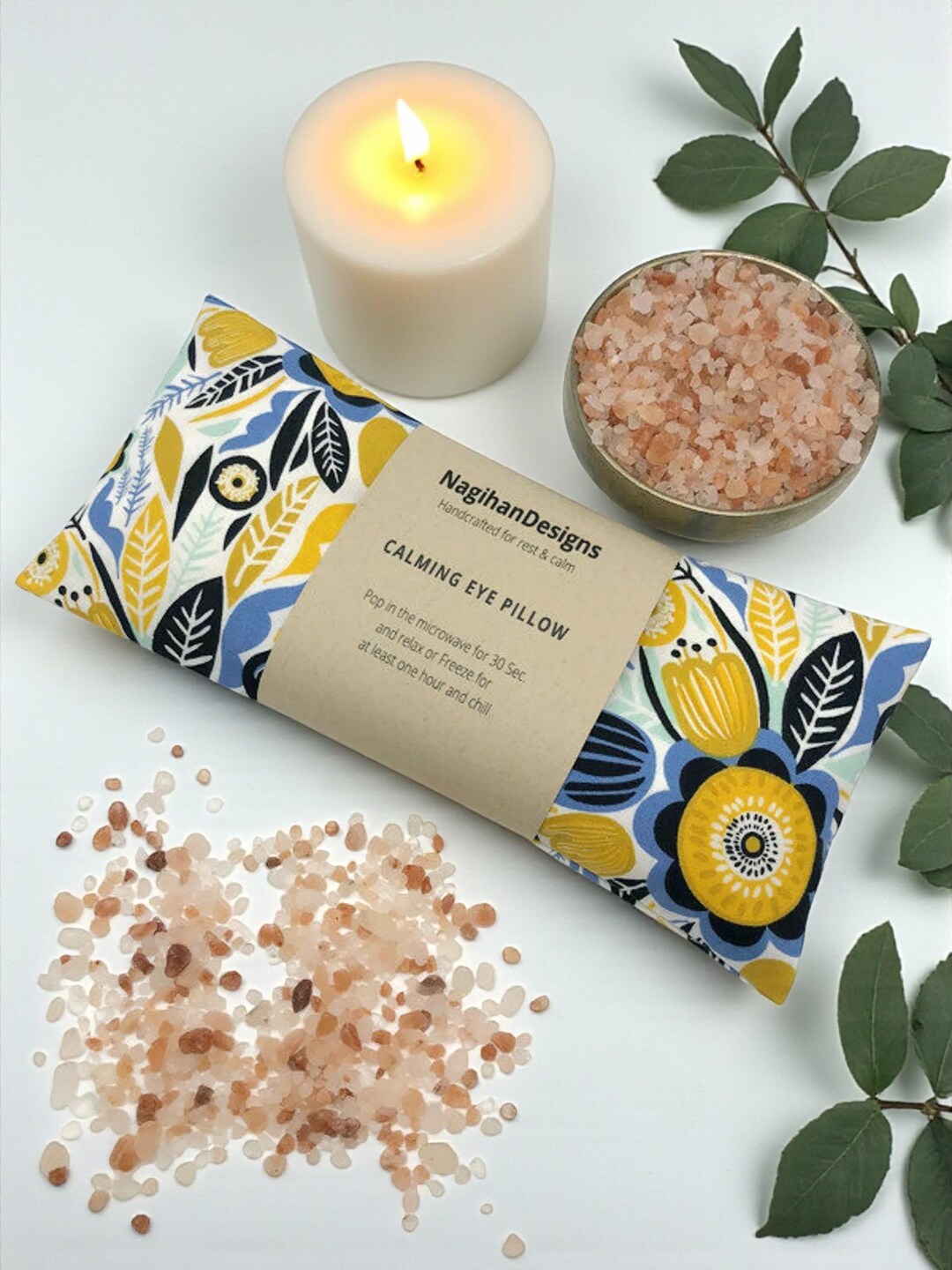 Himalayan Pink Salt Eye Pillow: Lavender Aromatherapy, Washable Cotton ...
