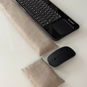 Natural Color 100 Percent European Linen Keyboard and Mouse Wrist Rest ...