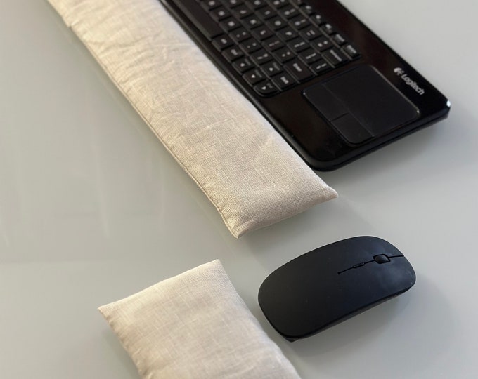 Cream Color 100 % Linen Keyboard Mouse Wrist Rest Pillow, Ergonomic ...