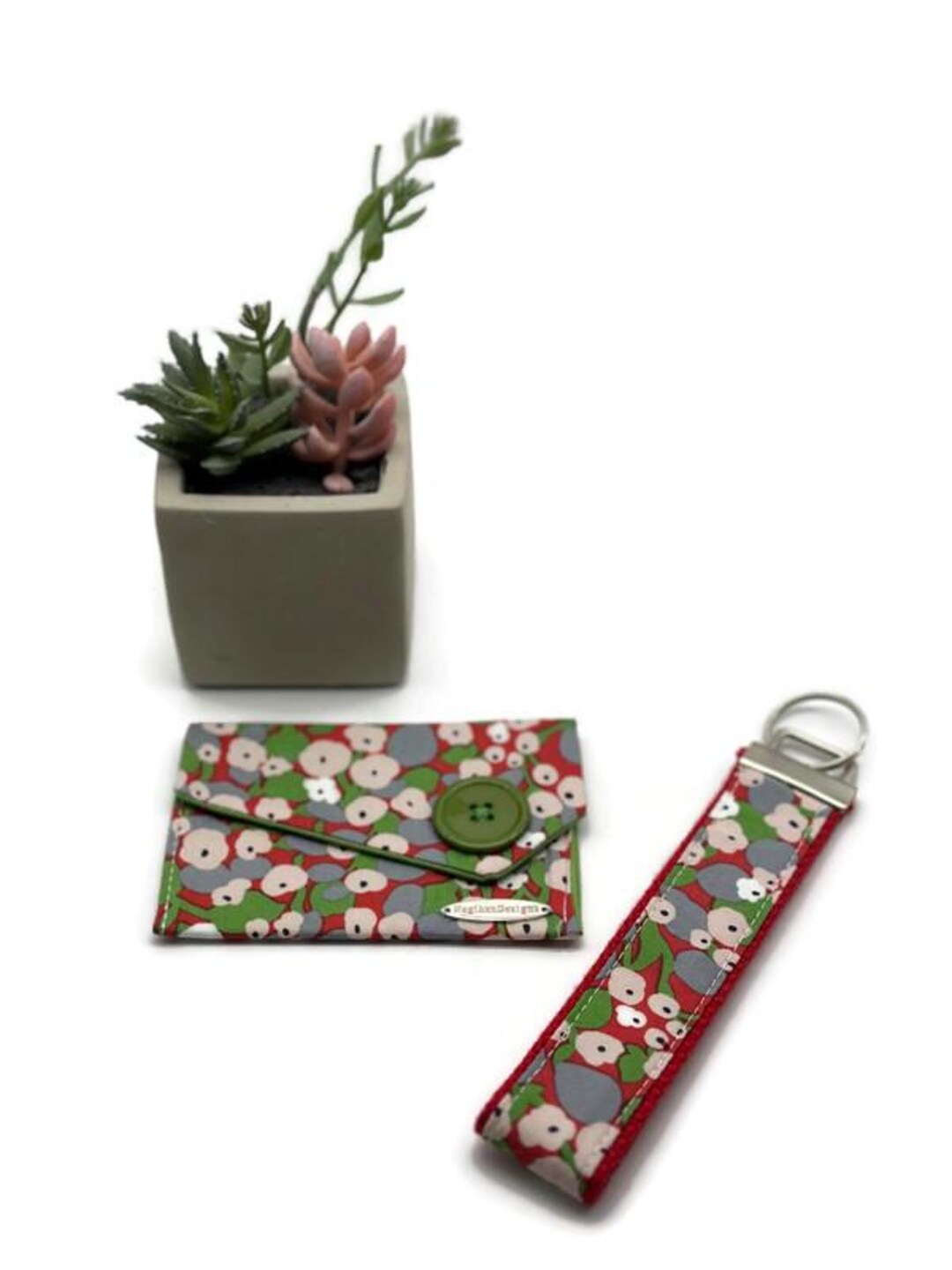 Cotton Business Card Case & Key Fob Set: Wristlet Keychain - Etsy