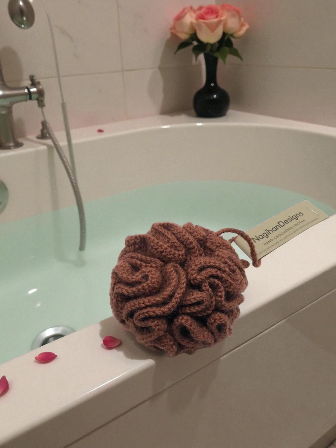 Shower Loofah, Crochet Handmade Shower Pouf, Baby Yarn Shower Puff ...