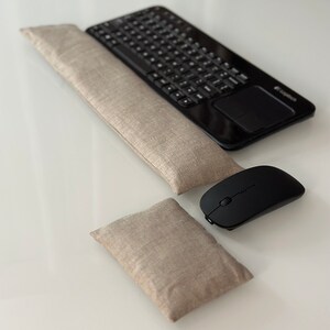 Natural Color 100 Percent European Linen Keyboard and Mouse Wrist Rest ...