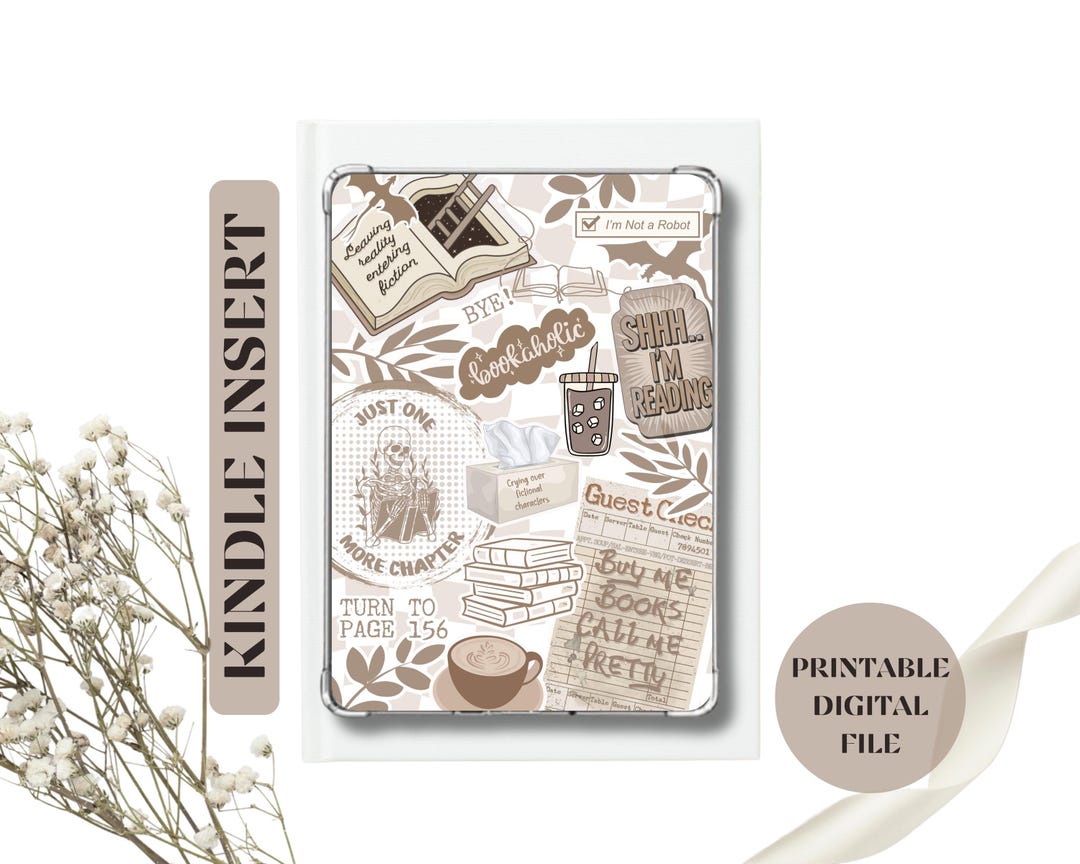 Neutral Beige Kindle Insert, Checkered Insert for Clear Case, Printable ...