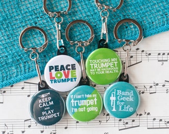 Marching Band Music Themed Button Keychains Gift Set of Five 1.25 Size ...