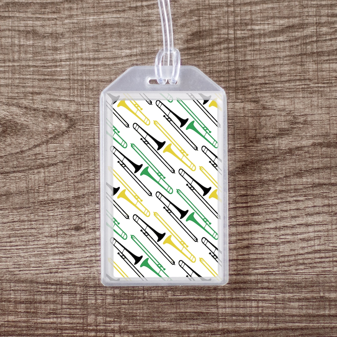 Musical Instrument Case ID Luggage Tag for Trombone - Yellow, Green ...
