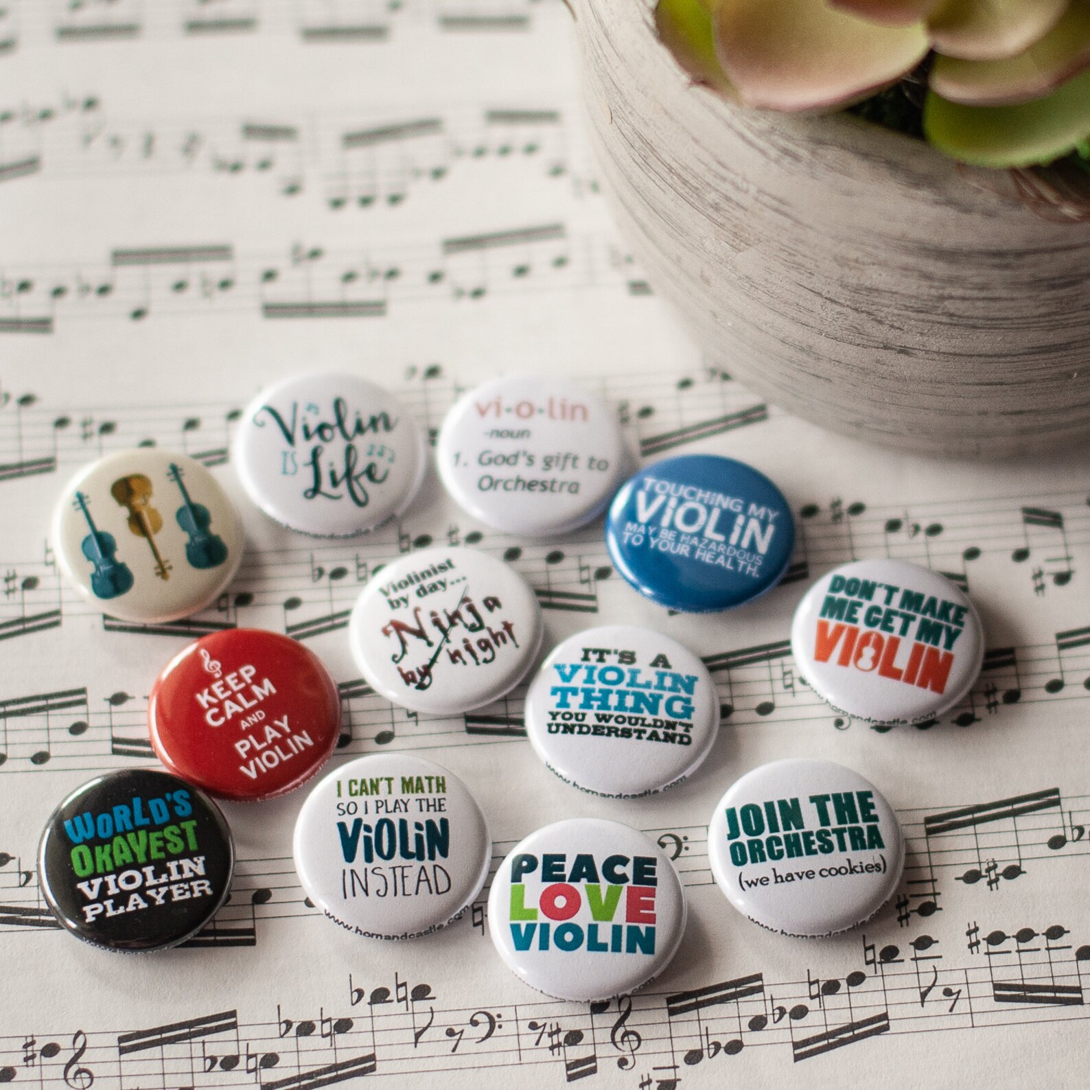 Violin Buttons / Music and Orchestra / Set of 12 Violin 1" or 1.25 ...