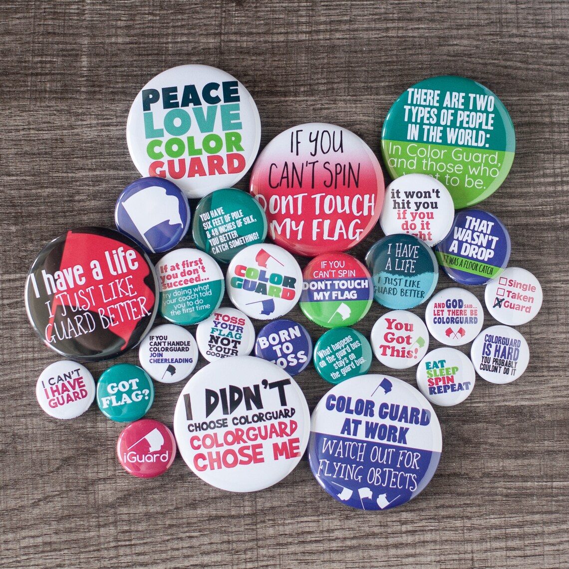 Colorguard Buttons - Multi Size Set of 28 Marching Band Colorguard ...