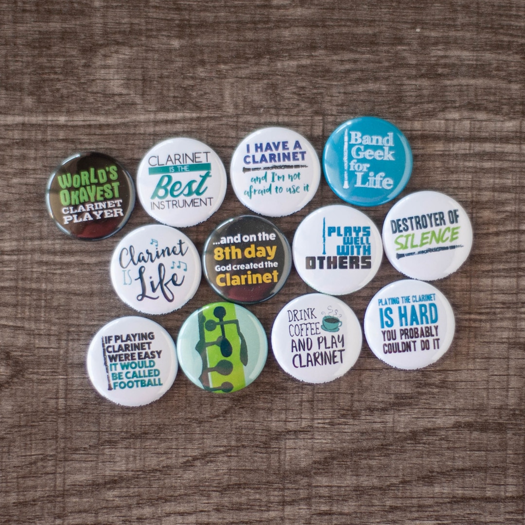 Clarinet Buttons Set 2 of Music and Marching Band / Set of 12 Clarinet ...