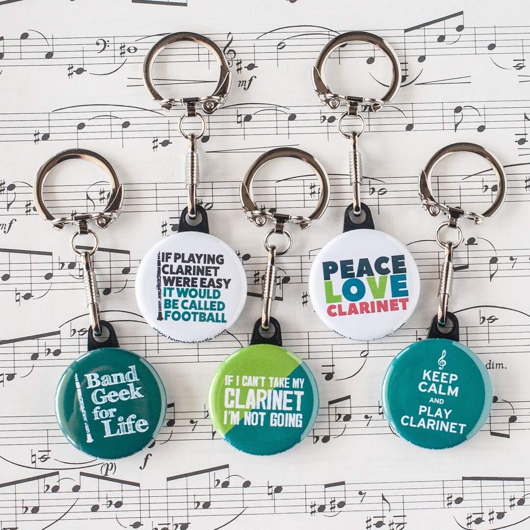 Gift Set of Five Clarinet Marching Band Themed Button Keychains 1.25 ...