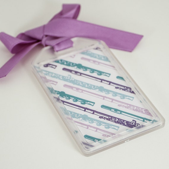 Flute Themed Musical Instrument ID Tag or Luggage Tag Teal | Etsy