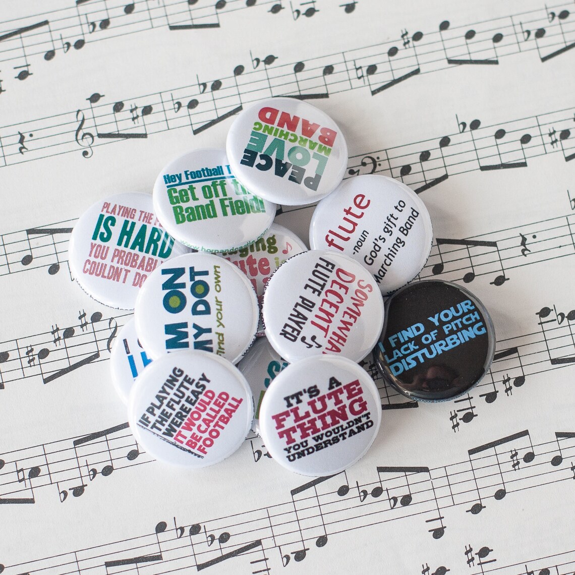Flute and Marching Band Button Set / Set of 12 Flute 1 | Etsy