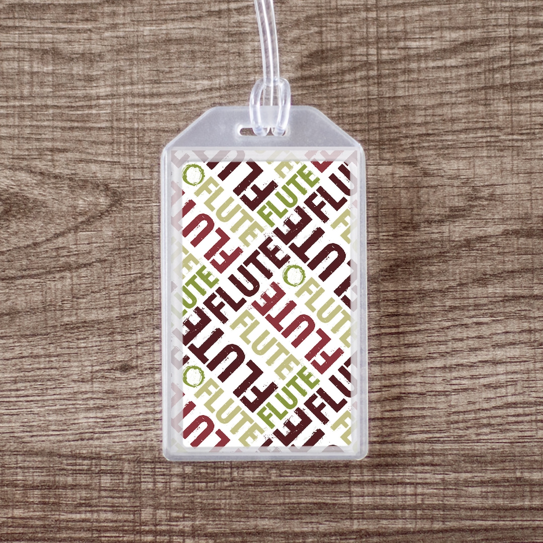 Flute Text Pattern Instrument ID Tag or Luggage Tag | Musician Gift - Etsy