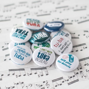 Tuba Buttons | Music and Marching Band | Set of 12 Tuba 1" or 1.25 ...