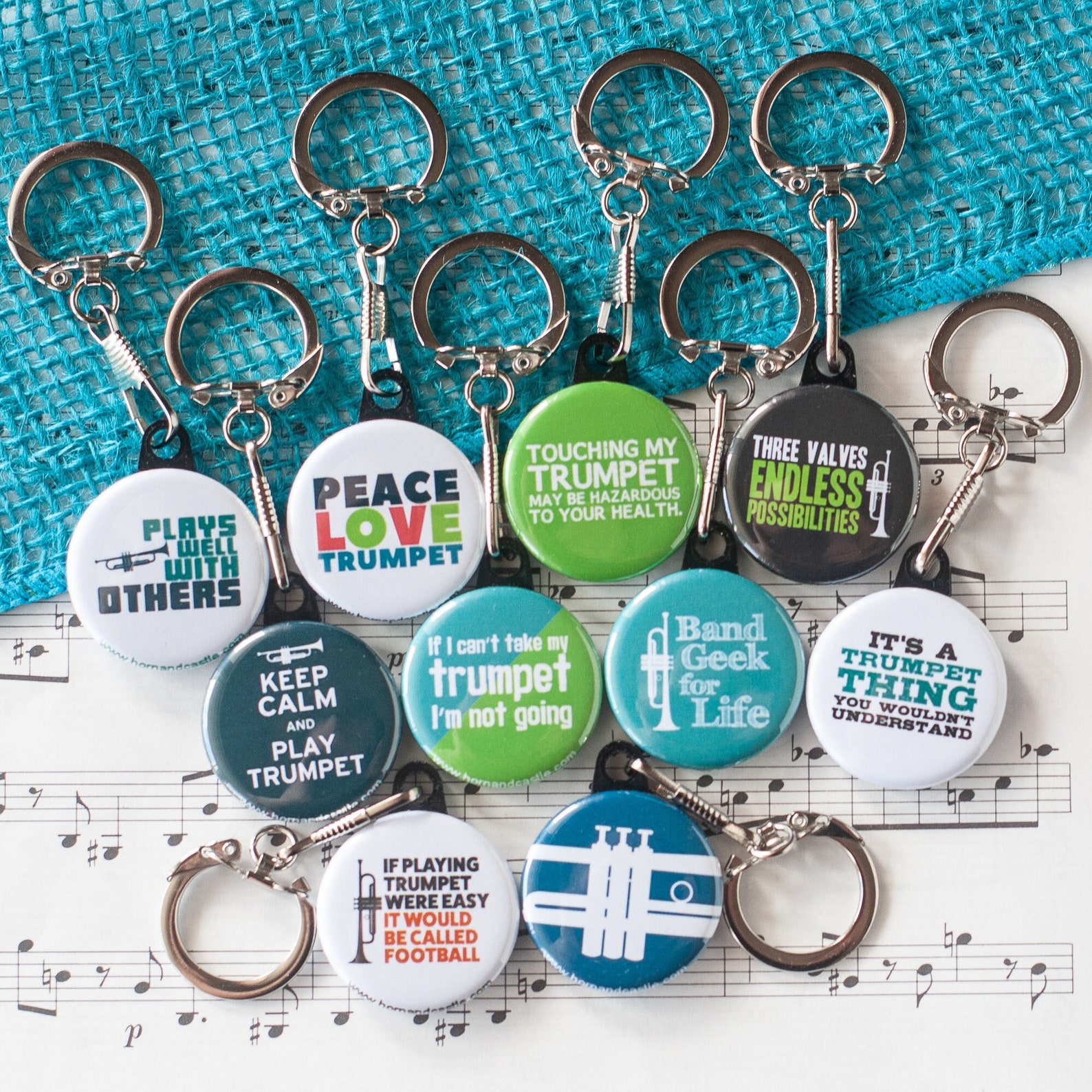 Trumpet Keychains | Set of Ten Music & Marching Band Student Gifts | 1. ...