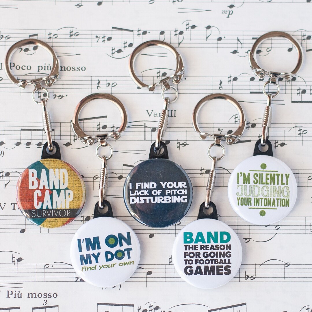 Marching Band Music Themed Button Keychains | Gift Set of Five | 1.25 ...