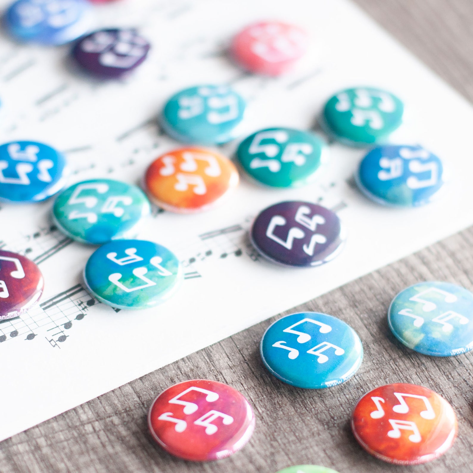 Set of 35 Colorful Music Note Buttons or Magnets Music - Etsy