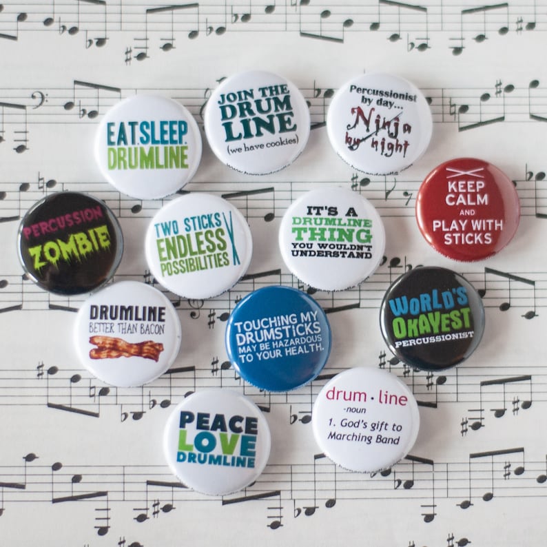 Drumline Buttons / Music and Marching Band / Set of 12 - Etsy