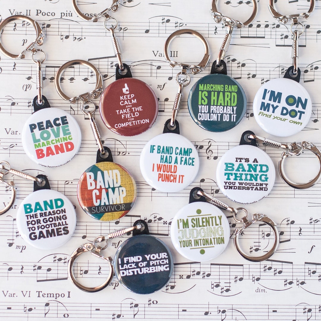 Marching Band Keychains | Gift Set of Ten Music Themed Button Keychains ...