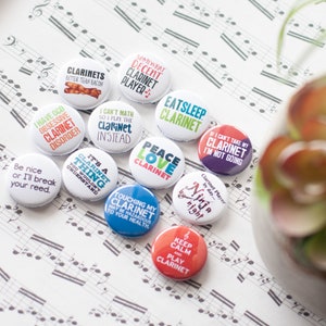 Clarinet Buttons / Music and Marching Band / Set of 12 Clarinet 1" or 1 ...