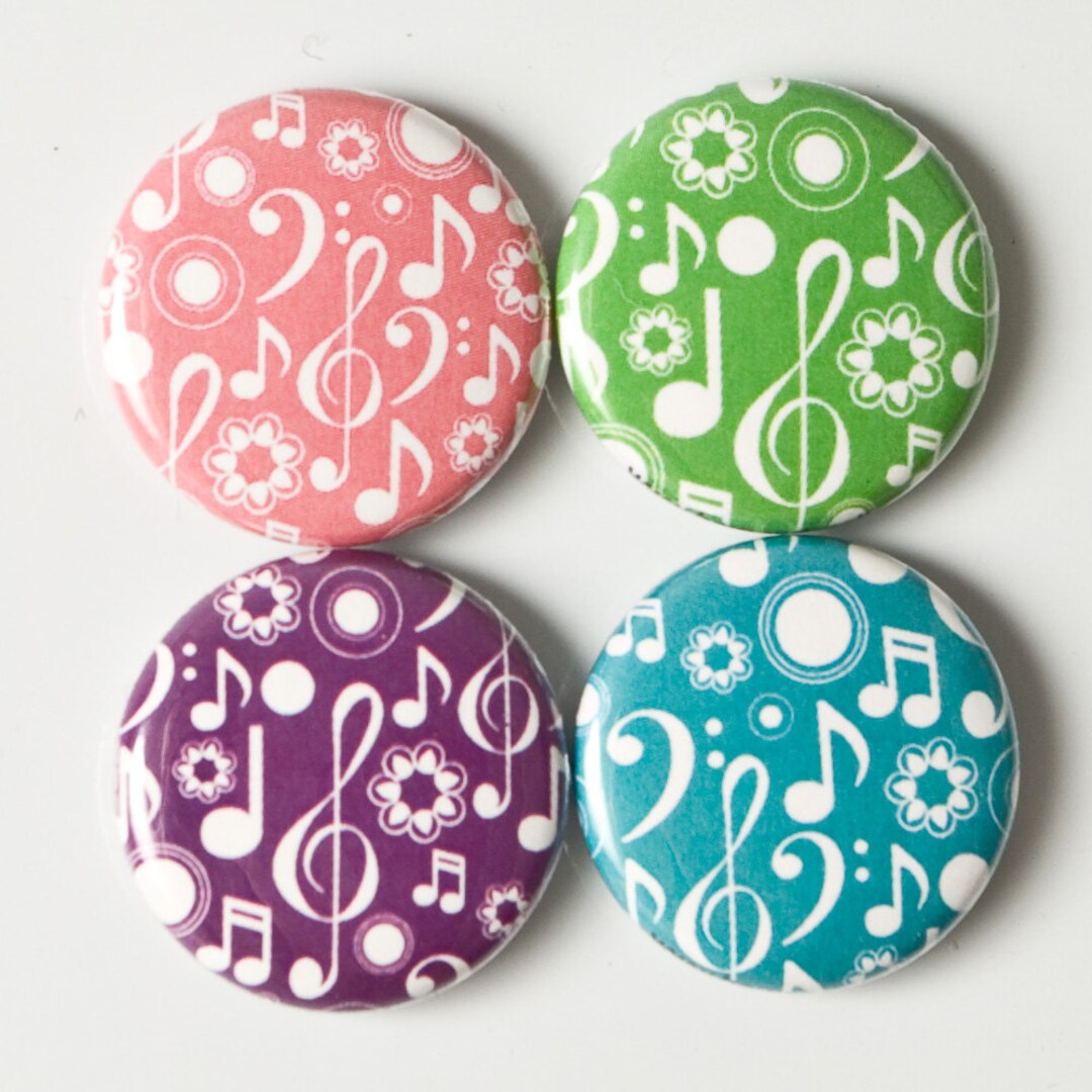 Music and Treble Clef Colorful One Inch Buttons or Magnets - Set of ...