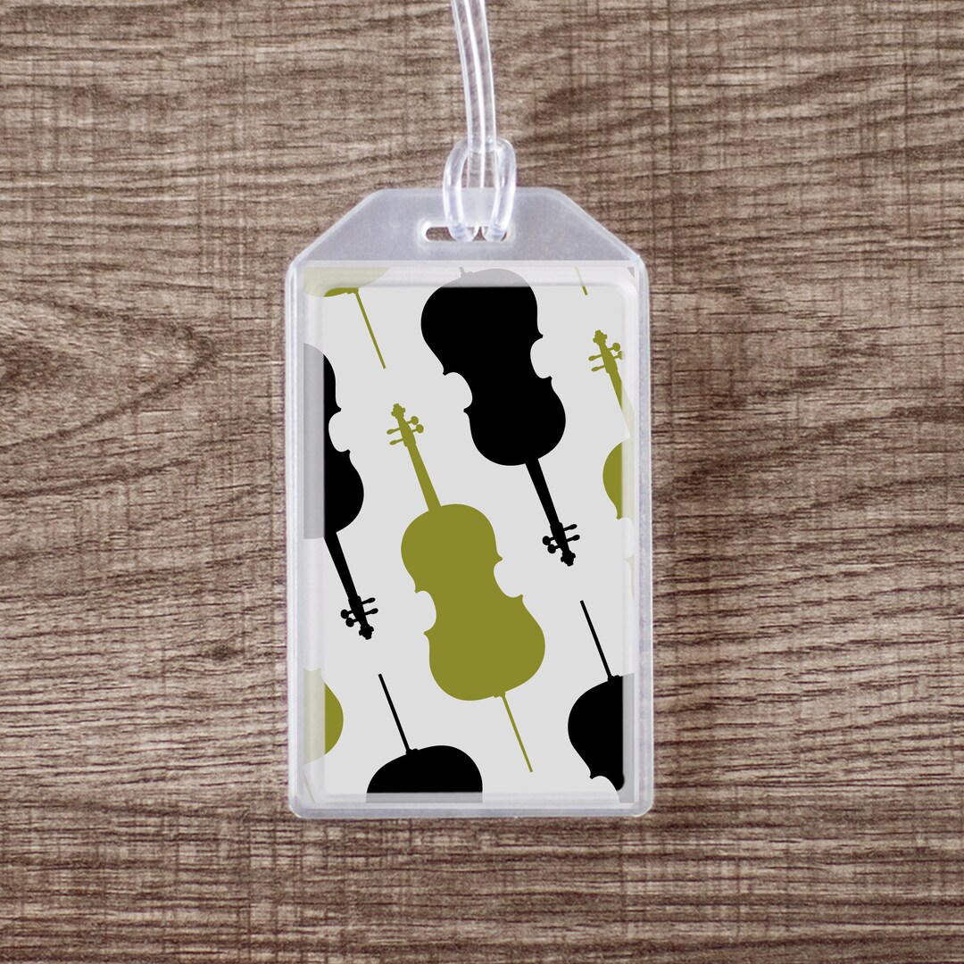 Luggage Tag or Instrument Case ID for Cello Players - Green and Black ...