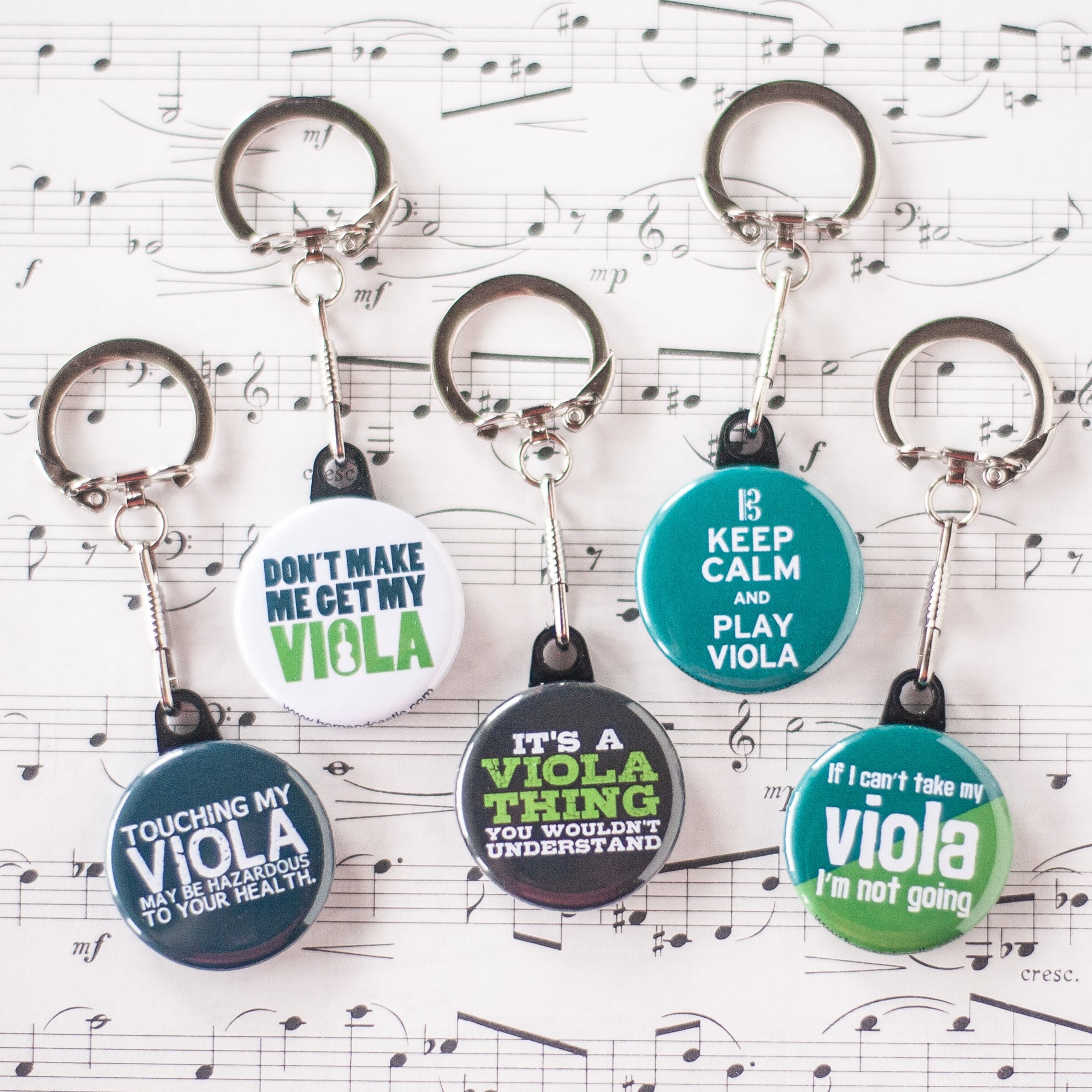 Gift Set of Five Viola and Music Themed Button Keychains | 1.25" Size ...