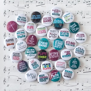 Flute & Marching Band Mega Set of 35 Buttons or Magnets | Band Student ...
