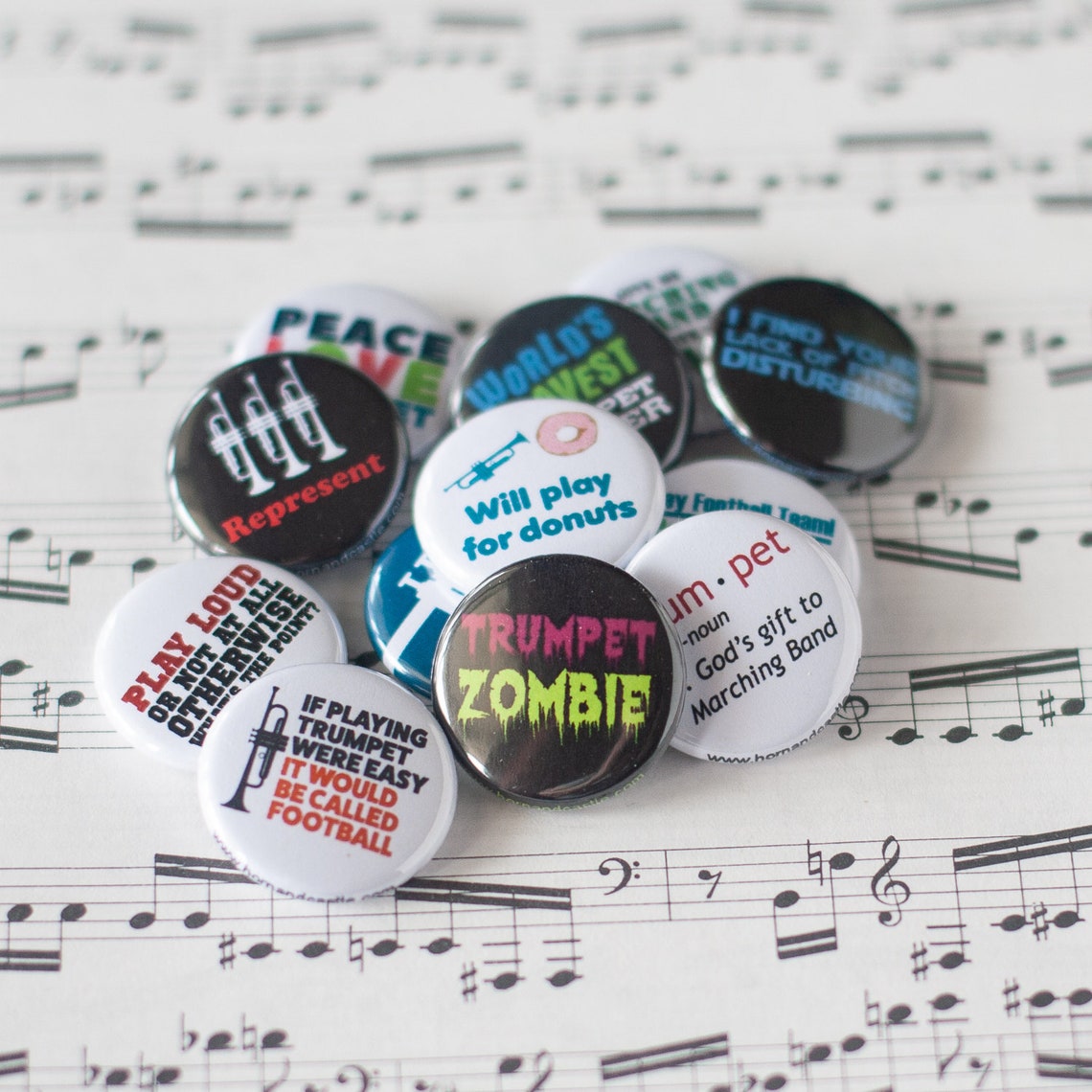 Trumpet and Marching Band Themed Buttons / Set of 12 Trumpet | Etsy