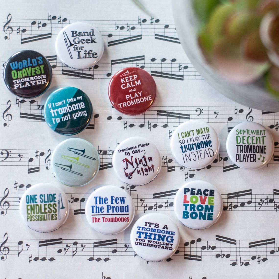 Trombone Buttons / Music and Marching Band / Set of 12 - Etsy
