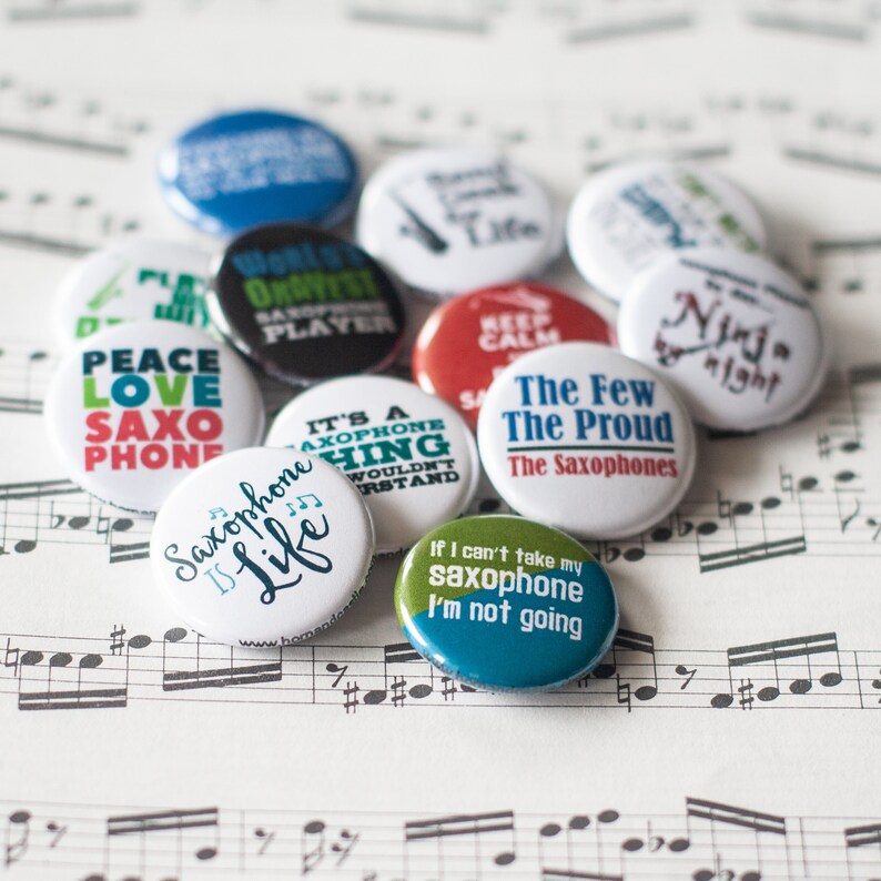 Saxophone Buttons / Music and Marching Band / Set of 12 Saxophone 1" or ...