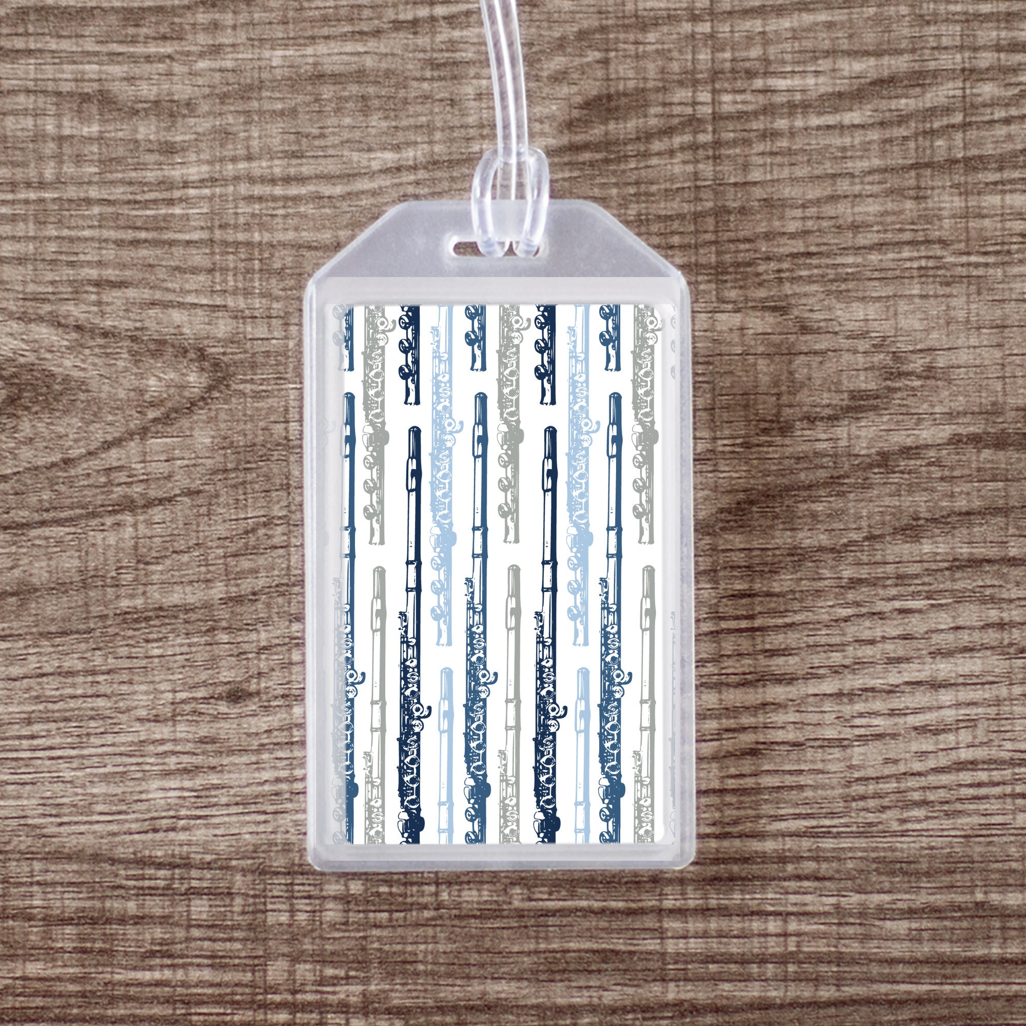 Flute Themed Musical Instrument ID Tag or Luggage Tag - Blue and Gray ...