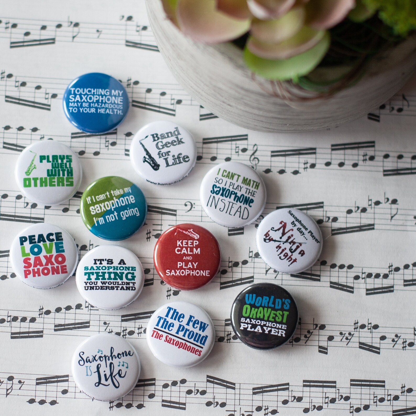 Saxophone Buttons / Music and Marching Band / Set of 12 - Etsy